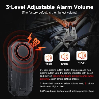 Wsdcam Anti-Theft Vibration Bicycle Alarm 113 dB Waterproof