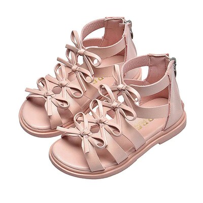 Girls Sandals Gladiator Flowers Sweet Soft Childrens Beach