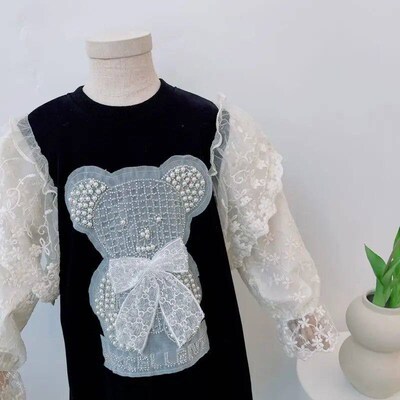 Lace Dresses for Girls Clothes Toddler Kids Cute Bear Dress