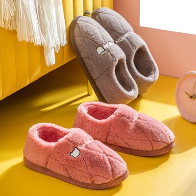 Simple Style Bag Heel Cotton Slippers For Women, Thick-soled