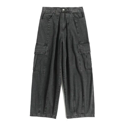 Baggy Jeans Mens Oversize Cargo Korean Black Wide Pants