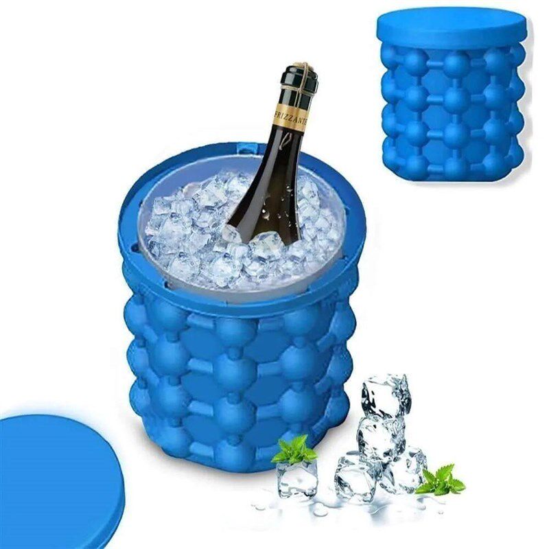 2-in-1 Large Silicone Ice Bucket Mold with Lid Perfect for B