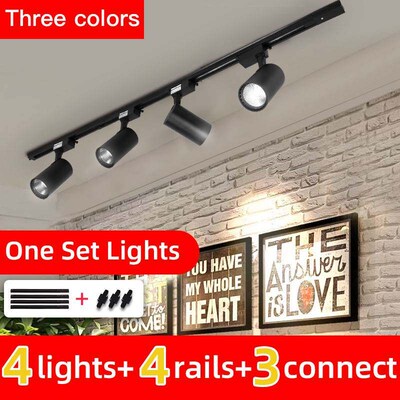 Whole Set Led Track Light 12/20/30/40W COB Track Lights Alum