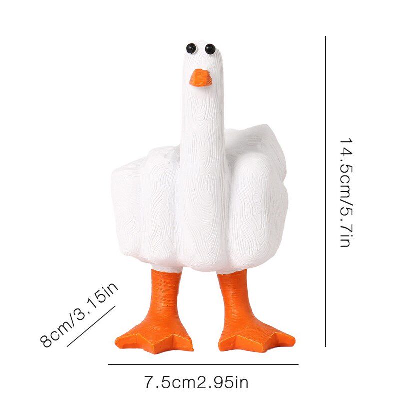 亚马逊新款Duck You创意中指鸭装饰品摆件中指雕像树脂工艺品摆件