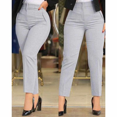 Elegant High Waist Cropped Work Pants For Women Black All-Ma