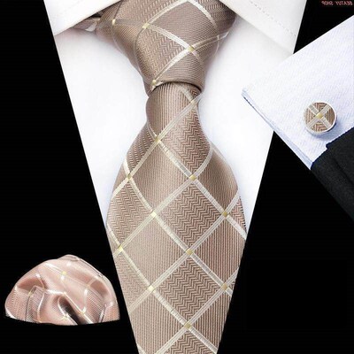necktie + cufflinks + hanky men suit 领带口袋巾袖口三件套装