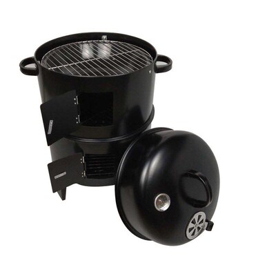 DIY Smoker BBQ Grill Round Charcoal Stove Outdoor Bacon Port