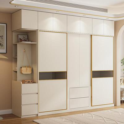 一门顶实木推拉25299门衣柜现代油简约家用主卧室移滑趟门大到衣