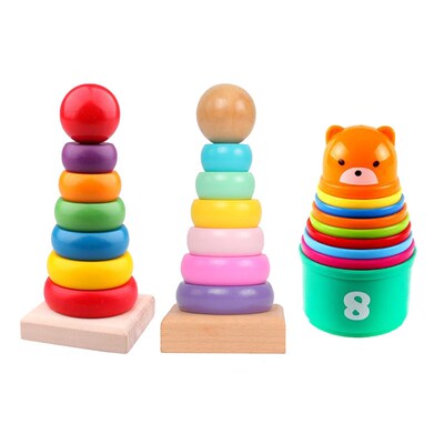 New.Rainbow Stacking Ring Tower Stacking Folding Cup Stapelr