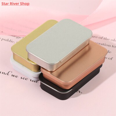 1 Pcs Metal Rectangular Empty Mini Tin Box Tinplate Push Can