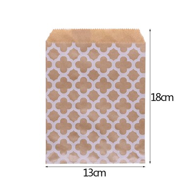 100pcs/pack Kraft Paper Bags Wave Dot Candy Biscuit Bag for