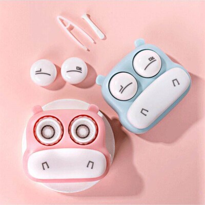 Cartoon Hippo Contact Lens Case - Portable and Suitable for
