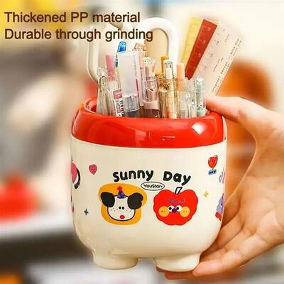 3 Compartments Dividing Grids Pen Holder Large Capacity Styl