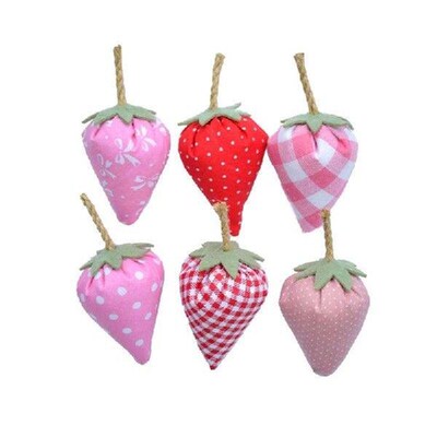 6Pcs Fabric Strawberry Bowl Fillers Fabric Wrap Vintage