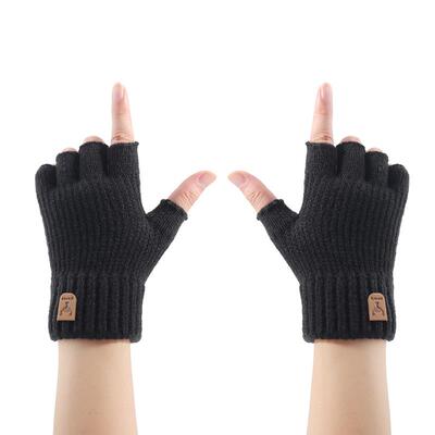 Gloves, student warmth, yarn, half finger gloves