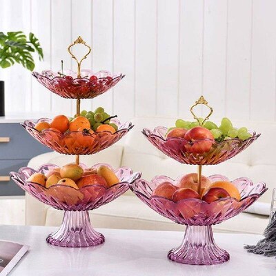 2/3 Tiers Plastic Plate Fruit Bowls Decorative Party