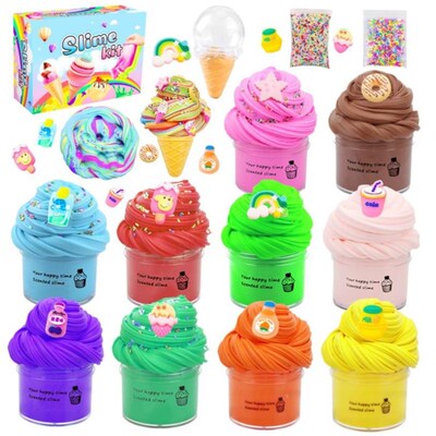 2Pack 70-180ml Cloud Slime Kit Peach Slime Charm Scented DIY