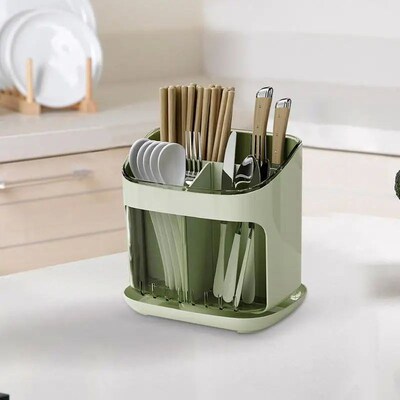 Utensil Holder Cutlery Drainer Kitchen Tableware Storage Buc