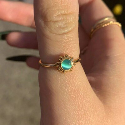Vintage Opal Rings For Women Man Stainless Steel Sun Rings M