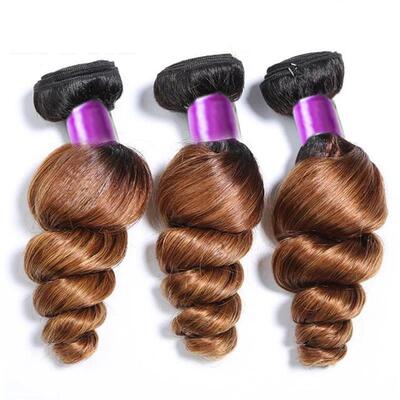 Peruvian Ombre Brown T1B/30 Loose Wave Bundles with Closure