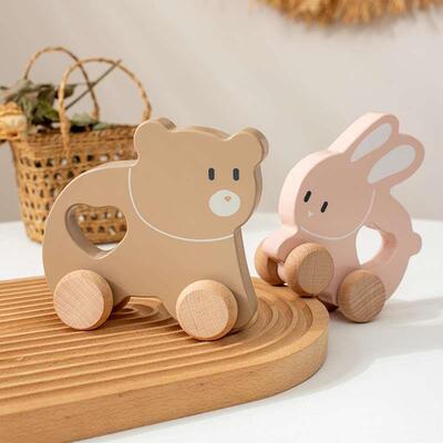 ns unny nerta Trolley Wooden ear Car Chldrens Hand Grp Puzz
