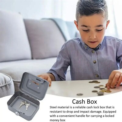 Money Safe Box Lockable Cash Box With Key,Portable Piggy Box