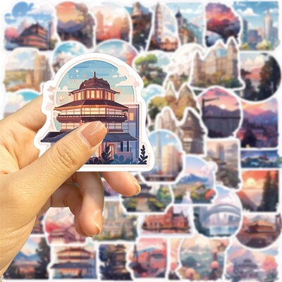 50pcs World Landscape Graffiti Stickers For Laptop Phone Gui