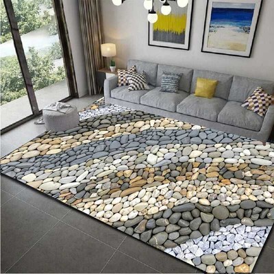 3D Cobblestone Creative Carpet for Door Living Room Bedroom