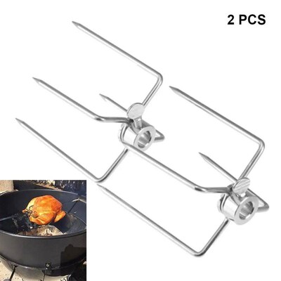 2Pcs Picnic Charcoal BBQ Fork 10cm 4 ed Grilled Beef Kebab S