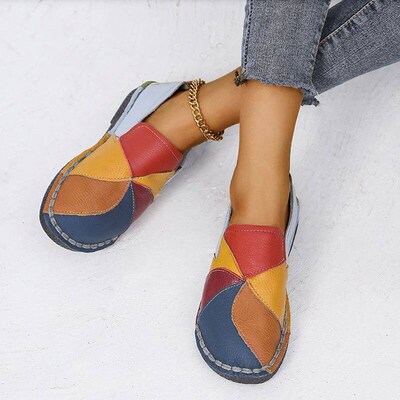 Women Loafers Patches Stitching Flat Shoes Woman Summer Flat