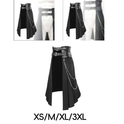 Mens Gothic Skirt Utility Adults Black Long Skirt Male