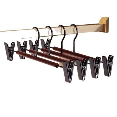 Luxury Beech Wood and Iron Art Solid Wood Pants Hanger, Wood