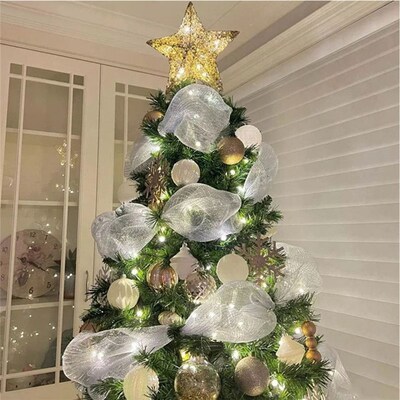 Christmas Ribbon Tree Decoration Mesh Tulle Roll Fabric Pend