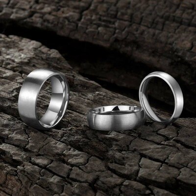 Tigrade 4/6/8mm Brushed Simple Silver/Black Color Titanium R