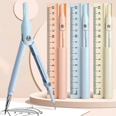 3 in 1 Compass Geometry Set with Ruler Pencil Kawaii Multifu