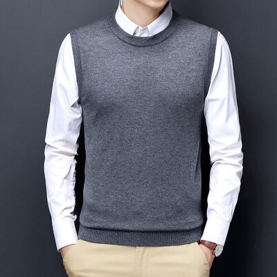 Mens Vest 22 Mens Sleeveless Men Solid Color Knitted Busin