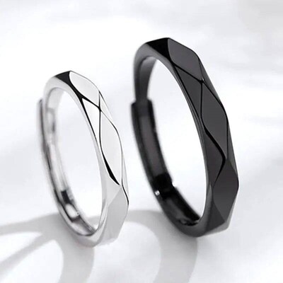 Fashion Black White Ring Geometric Irregularities Smooth Cou