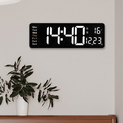 16inch Digital Wall Clock Large LED Alarm Clock Remote