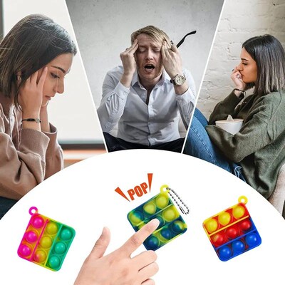 Mini Pop Push Fidget Toy Pack Keychain Bulk Anti-Anxiety Sre