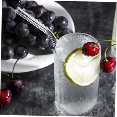 20cm Glass Smoothie Straw, Reusable Clear Drinking Straws fo
