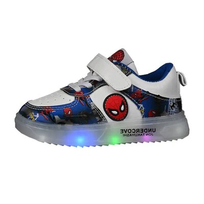 Led Light Shoes for Kids Fashion Cartoon Spiderman Boys Snea