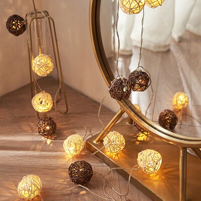 Rattan ball small string lights room decoration illumination