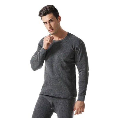 Winter Men Thermal Underwear Set Soft Cotton Fleece-lined Wa