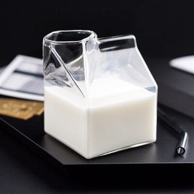 Milk mug 350ML glass mug milk Carton milk box coffee mug and