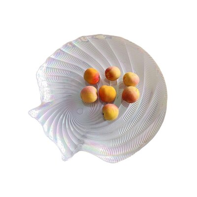 White Shell Threaded Glass Salad Bowl Stinger Plate