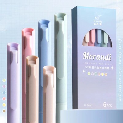 6Pcs Morandi Color Gel Pen Colorful Signing Pen Colored Ink