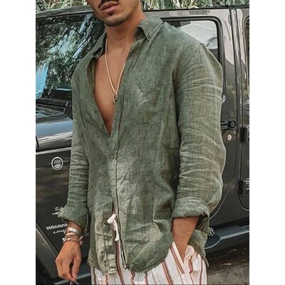 Mens Shirt Long Sleeve Regular Fit Men Casual Oversized Loo