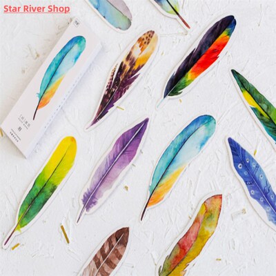 30pcs/pack Feather Shape Box Set Bookmark Stationery Paper R