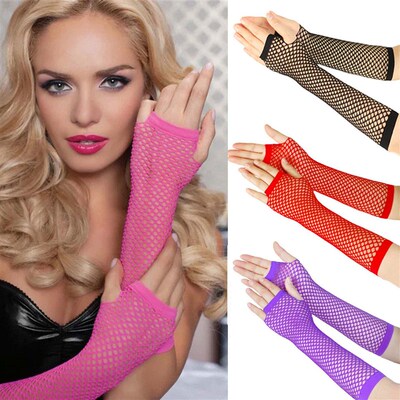 New Fashion Neon Fishnet Fingerless Long Gloves Leg Arm Cuff