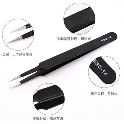 9pcs/set Anti-static ESD Stainless Steel Tweezers Maintenanc